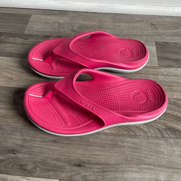 CROCS | Shoes | Crocs Athens Gray Pink Slip On Flip Flops | Poshmark